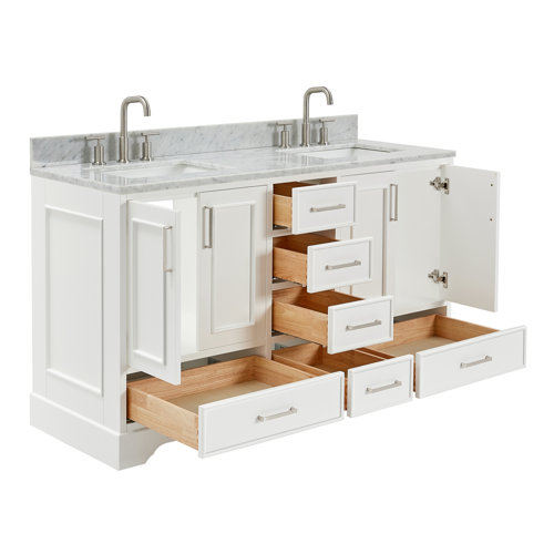 Winston Porter Peighten 61 Double Bathroom Vanity With Carrara Marble